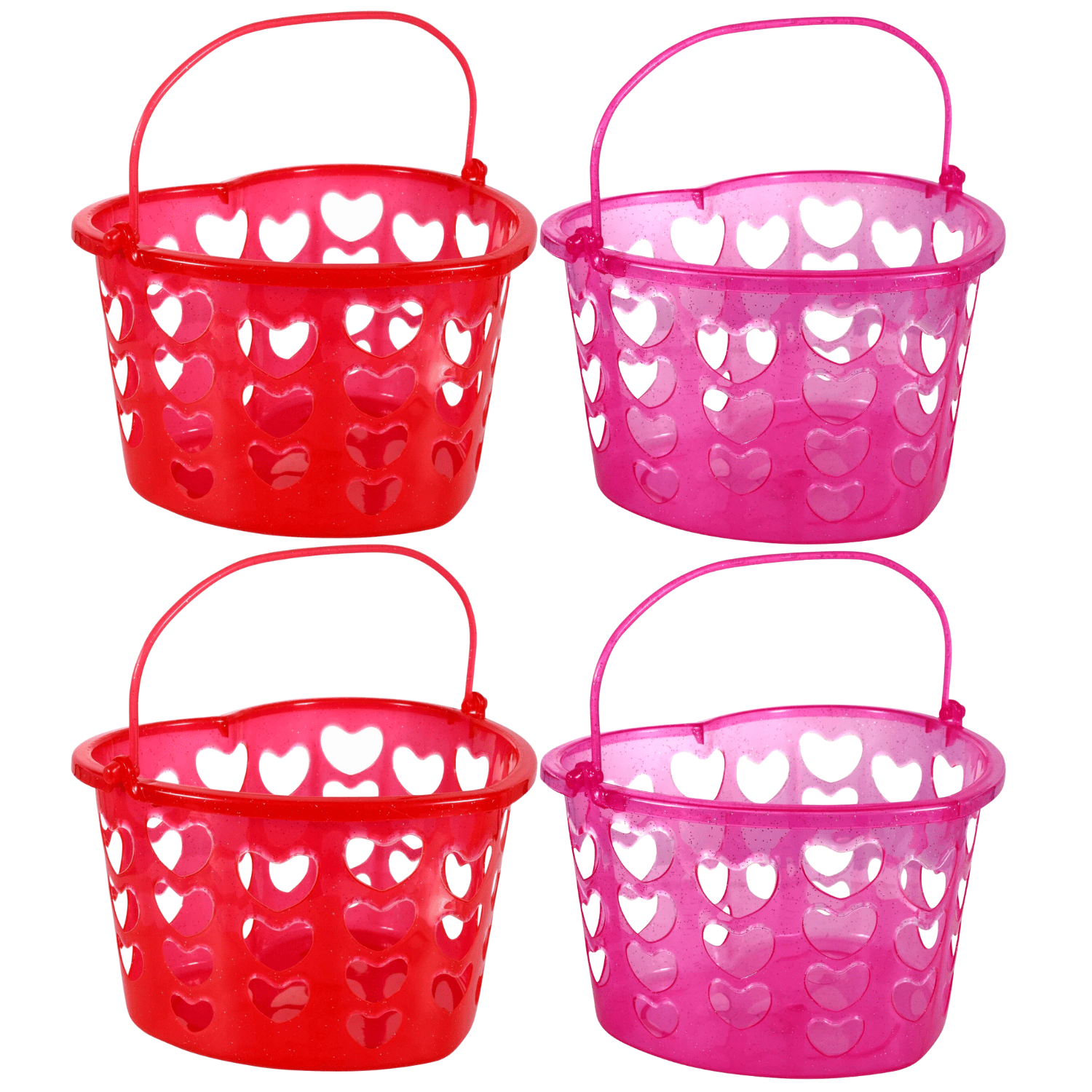 Heart Shaped and Slotted Baskets Bucket with Handles for Valentines Day ...