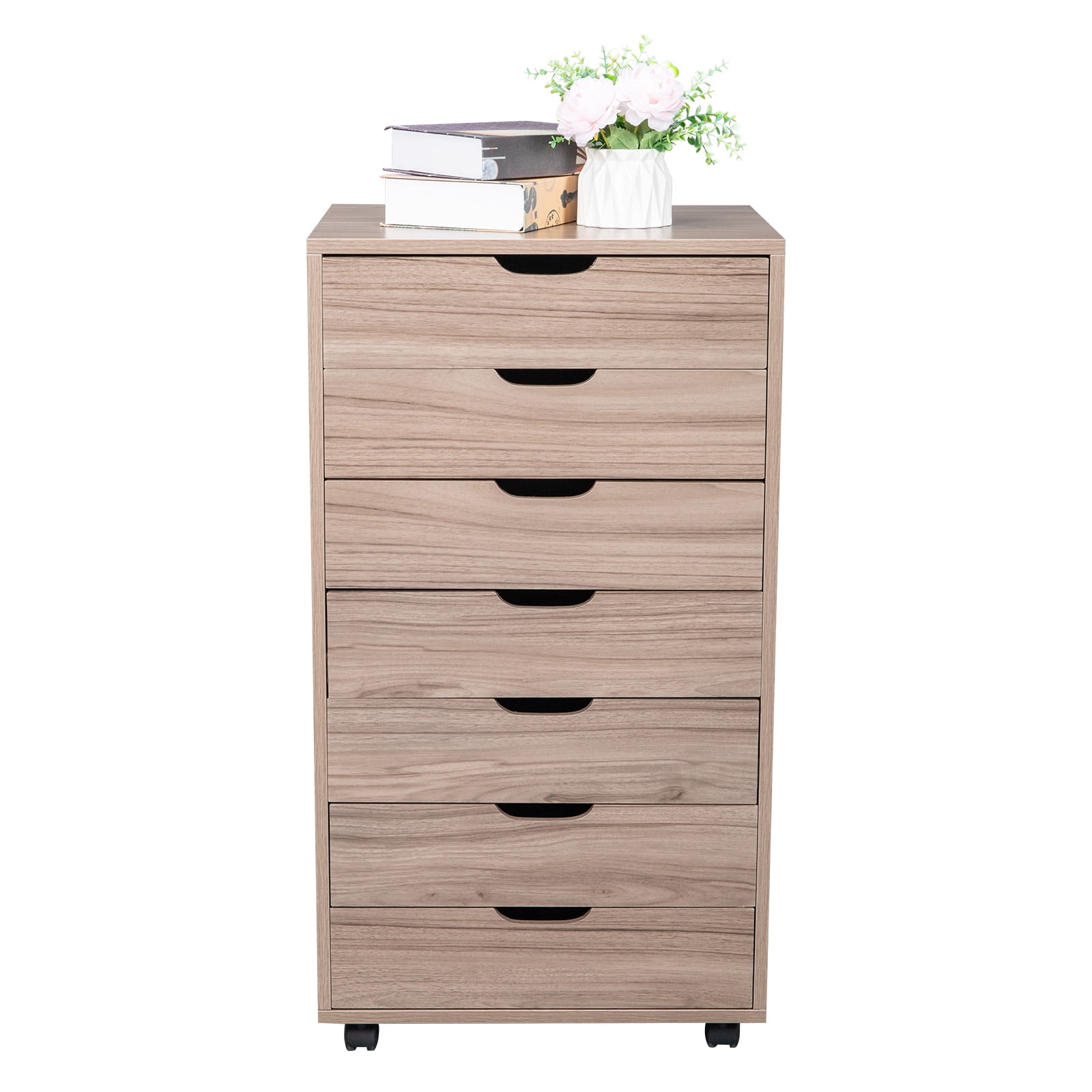 MDF With PVC Seven-Drawing Wooden Filing Cabinet Grey Oak Color ...