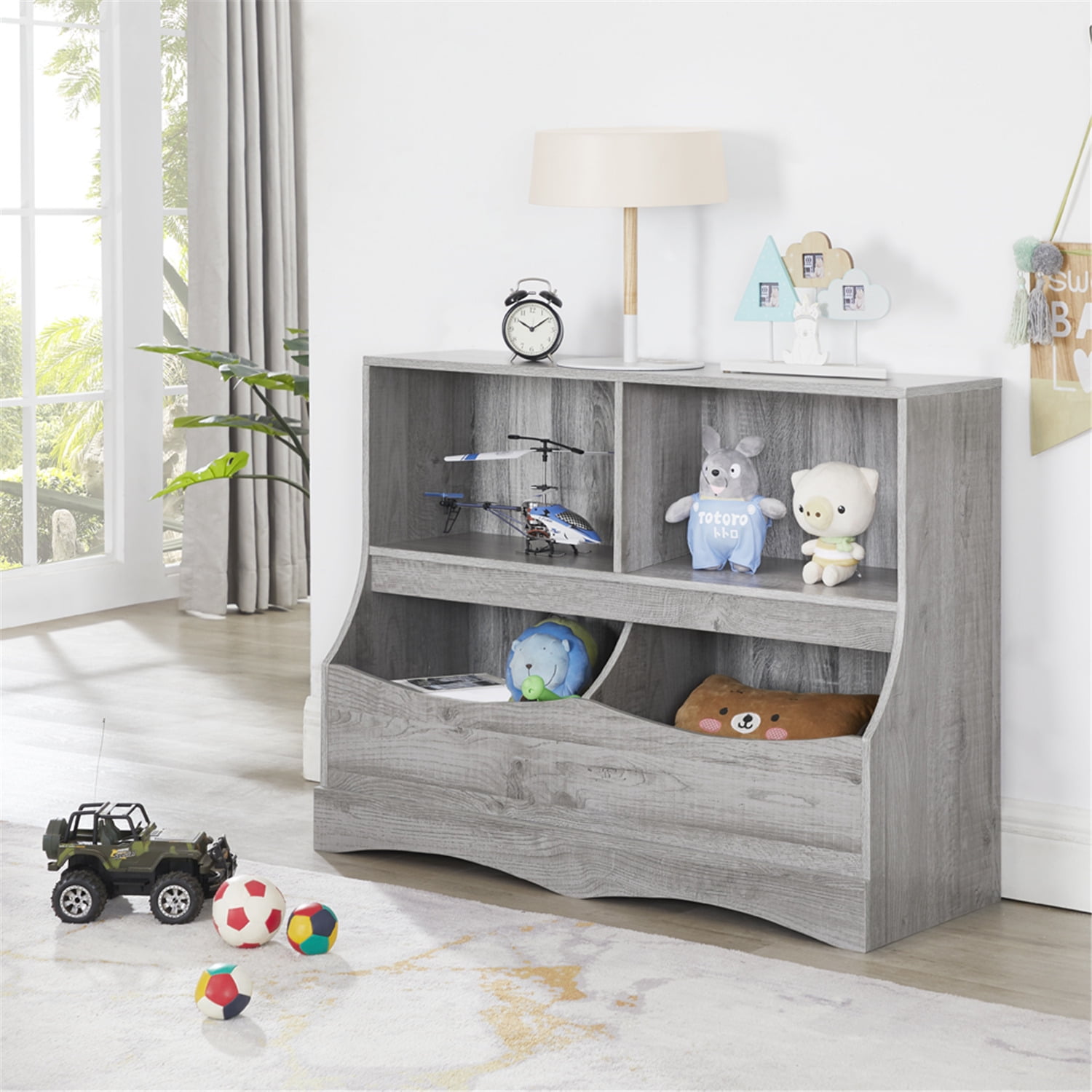 Naomi Home Kids Toy Storage with Bookshelves, Multifunctional Modern ...