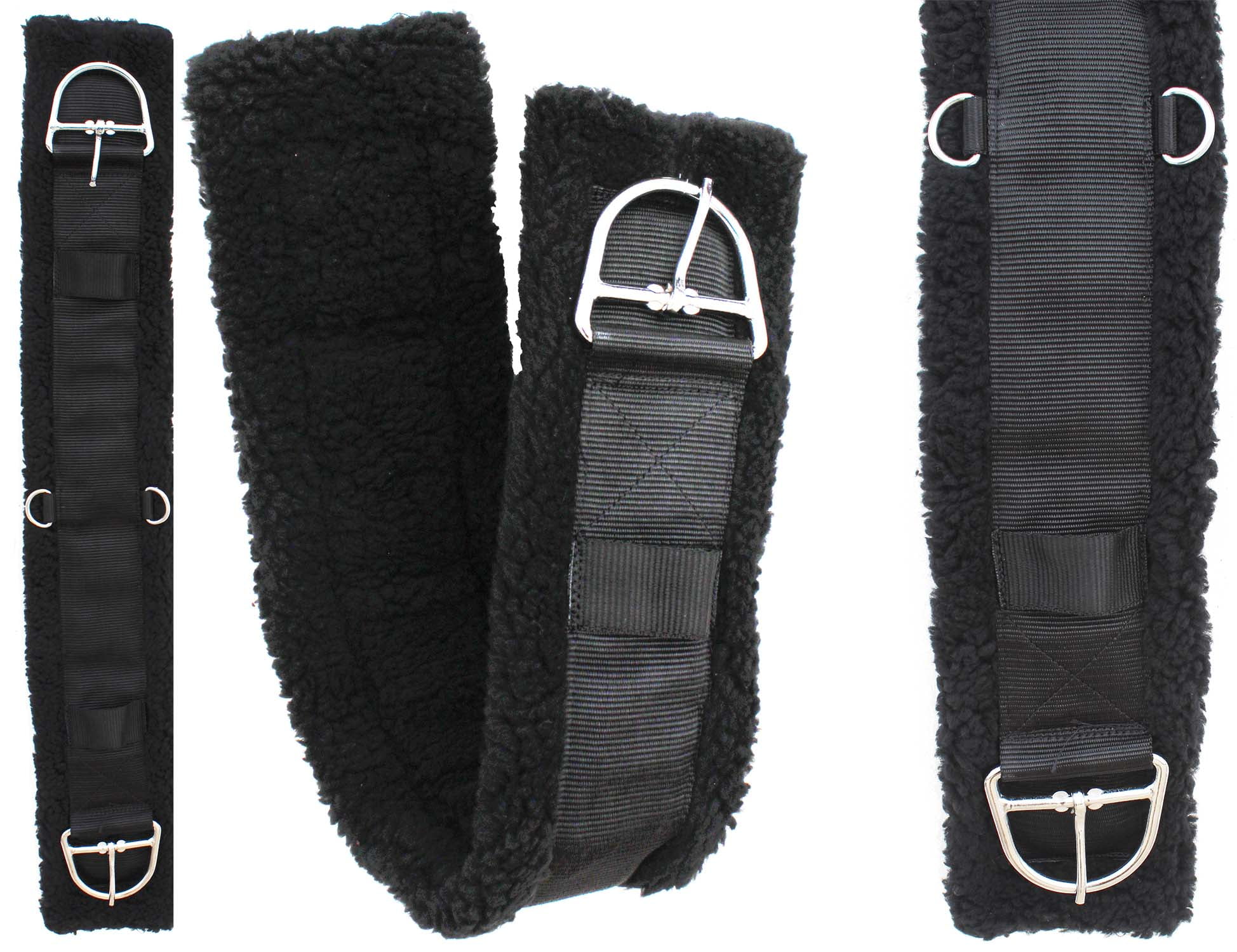 34" Western Black Nylon Webbed Straight Rear Flank Saddle Cinch Fleece ...