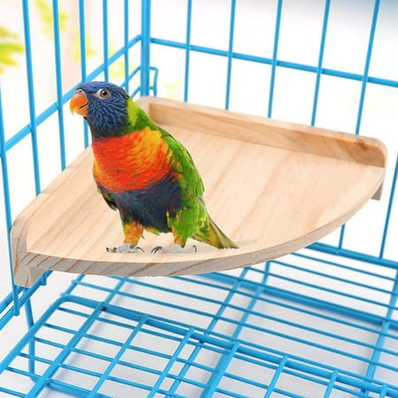 Corner Bird Shelf Natural Wood Bird Perch Platform - Corner Shelf For ...