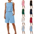 AHTJRT 2 Piece Linen Sets for Women Sleeveless Crop Tops and Wide Leg ...
