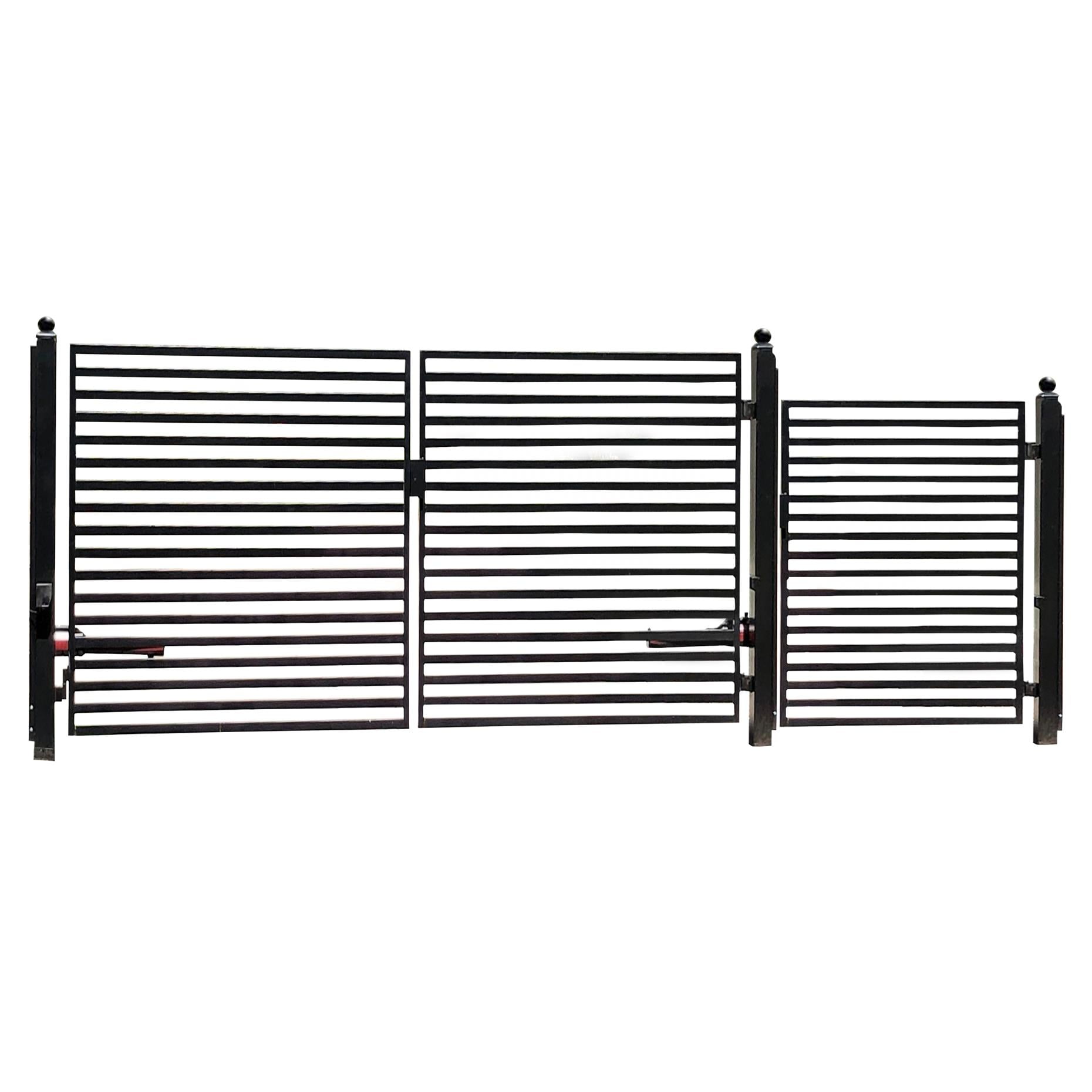 ALEKO Dual Swing Steel Milan Style Driveway Gate 12 ft with Pedestrian ...