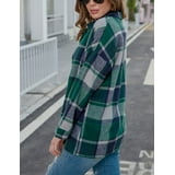 Lentta Women's Fall Color Block Plaid Flannel Shacket Jacket Button ...