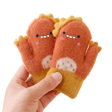 1 Pair Children Gloves Cartoon Soft Fleece Full Fingers Thicken Keep ...