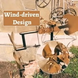 Handmade Metal Windmill Drummer Sculpture - Wind-Powered Kinetic Garden ...