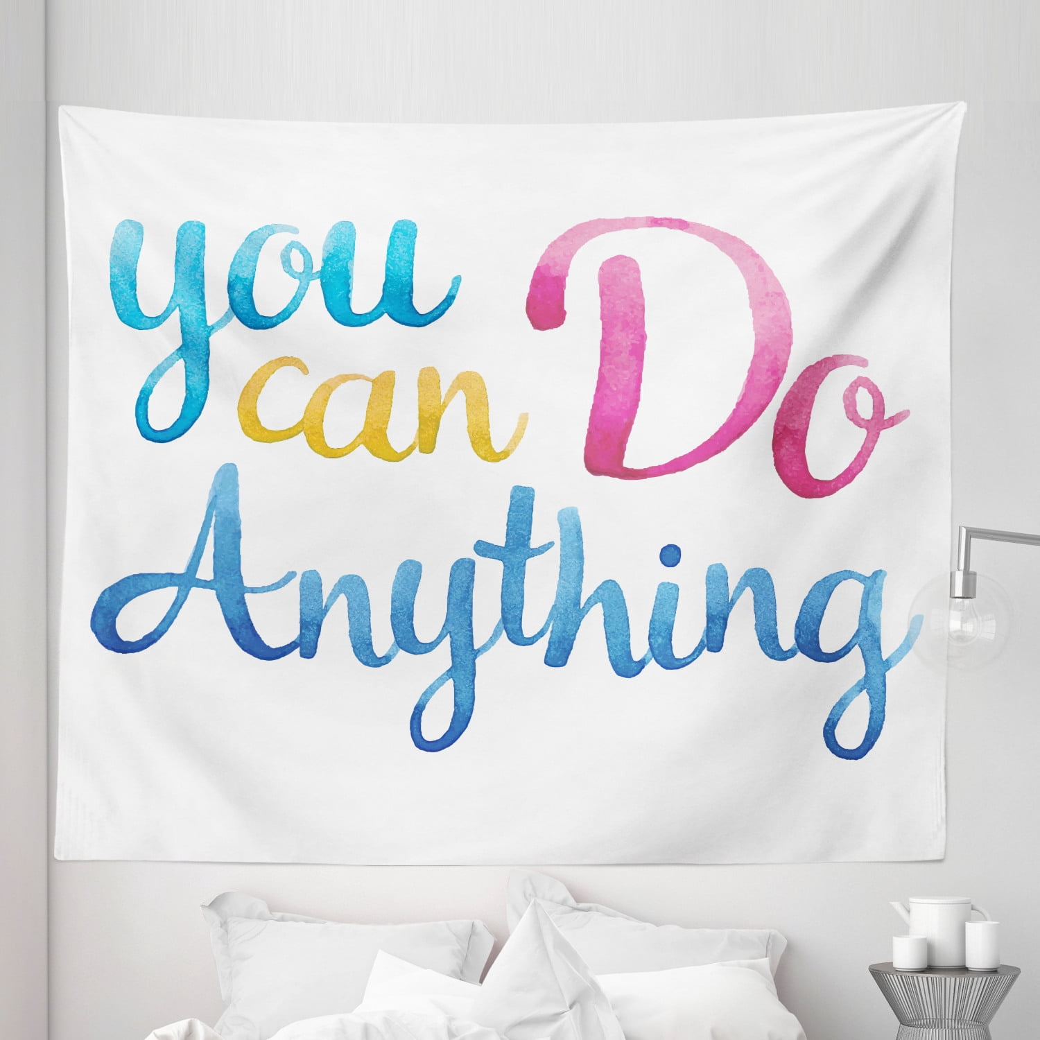 Positive Energy Tapestry, Ink Written Cursive Style You Can Do Anything ...