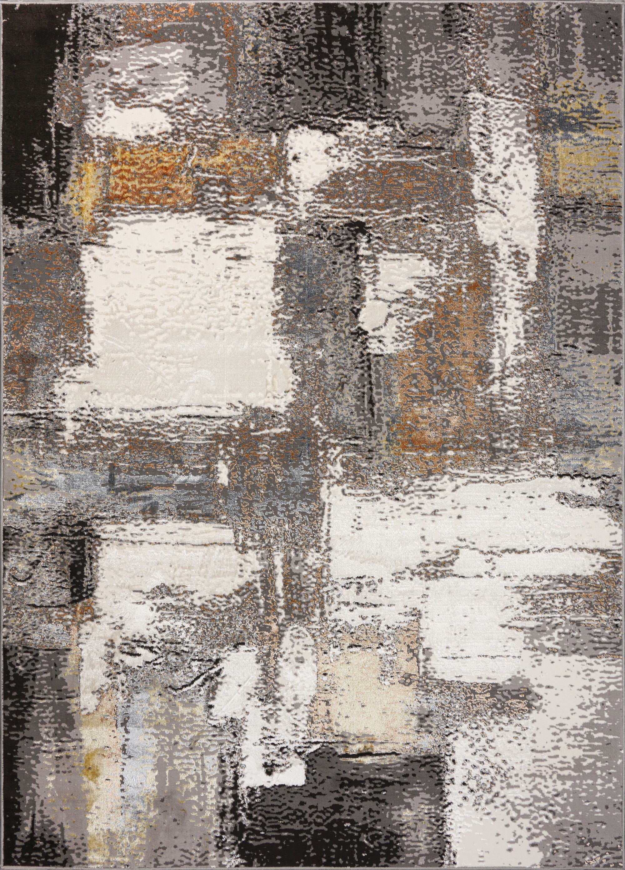 La Dole Rugs Cream Copper Gold Grey Metalic Rustic Abstract Patches ...