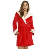 Just Love Critter Robe Sherpa Trim Velour Robes for Women (Santa, Large ...