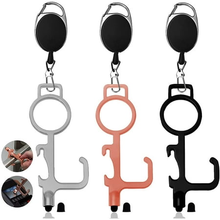 No Touch Door Opener Tools 3 Pcs Non Contact with Retractable Keychain ...