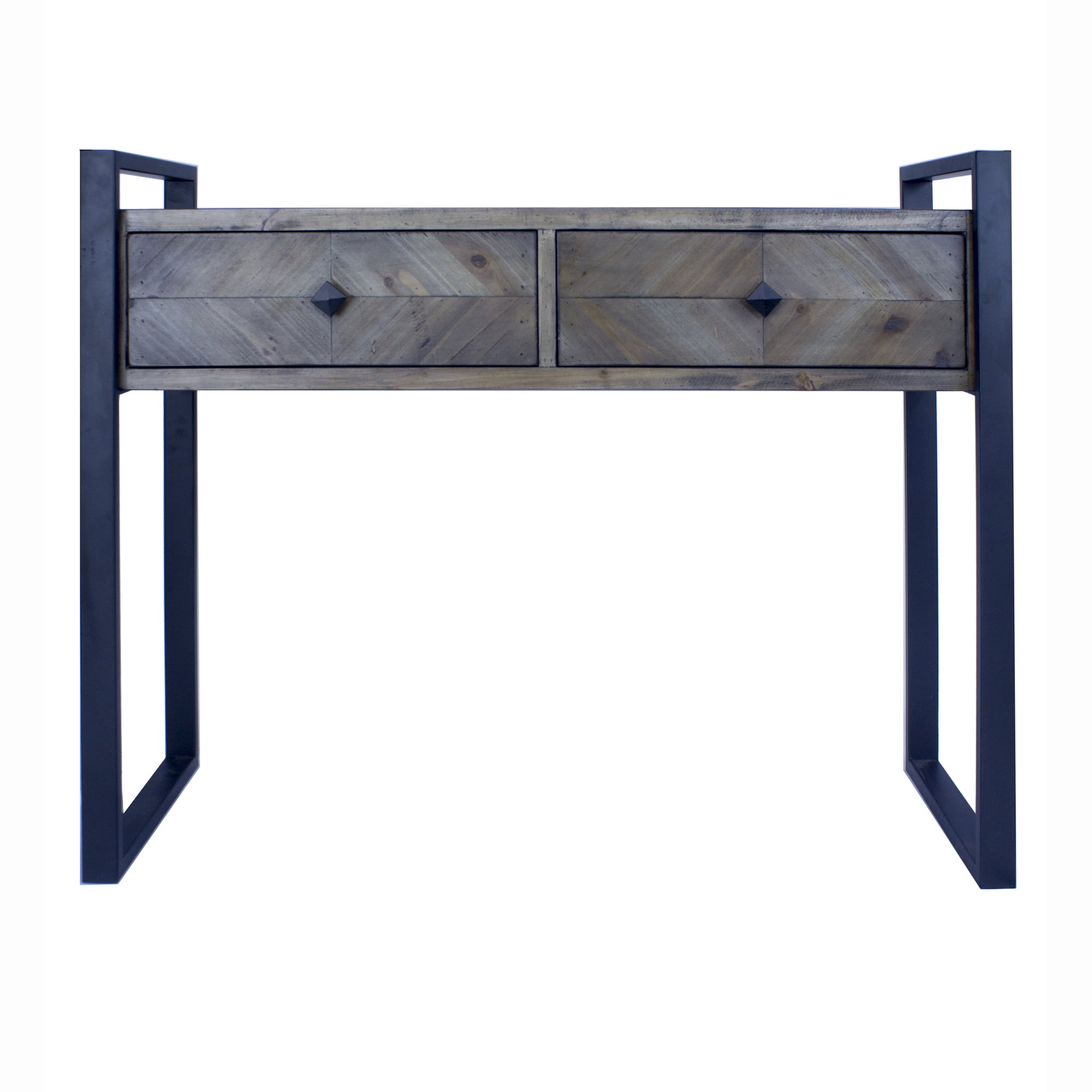 Modern Industrial Wood Console Table with 2 Drawers, 39.75", Grey ...