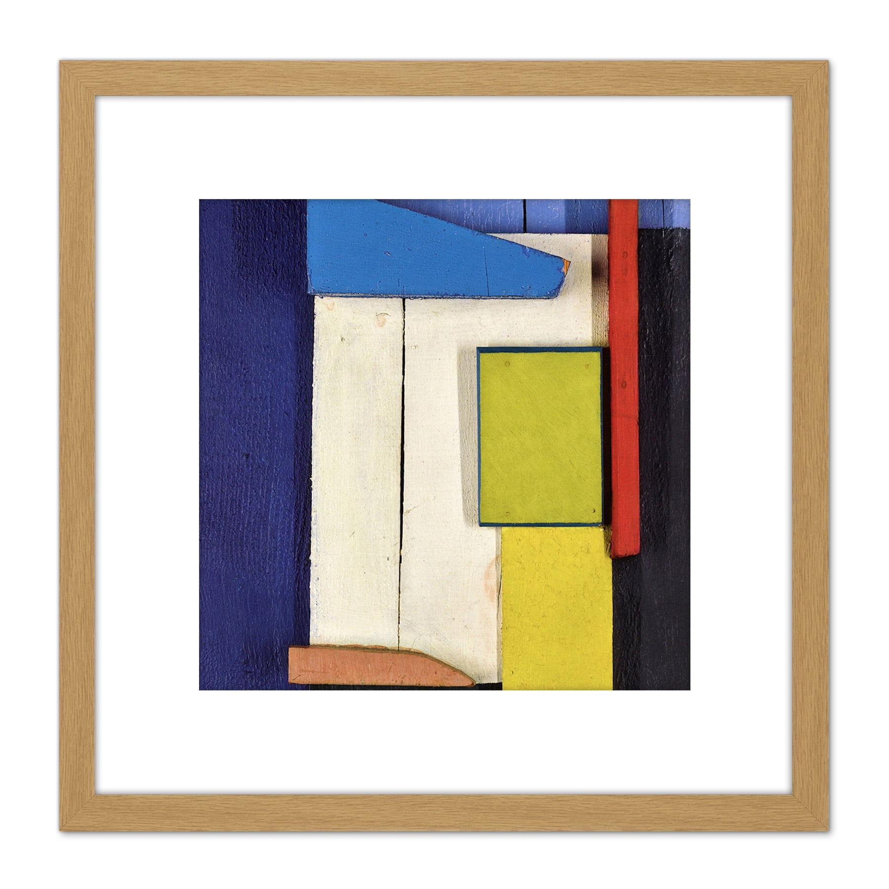 Schwitters Dada Blue Abstract Collage 8X8 Inch Square Wooden Framed ...