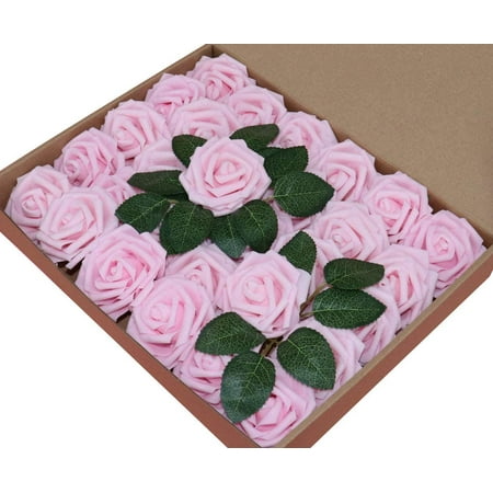 Artificial Roses Flowers 30pcs Light Pink Fake Roses w/stem for DIY ...