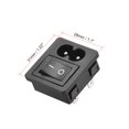 C8-8 Panel Mount Plug Adapter AC 250V 6A 2 Pins 2mm Buckle IEC Inlet ...