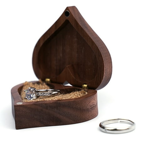 Ring Box Heart Shaped: Pocket Size Retro Wedding Ring Case Engagement ...