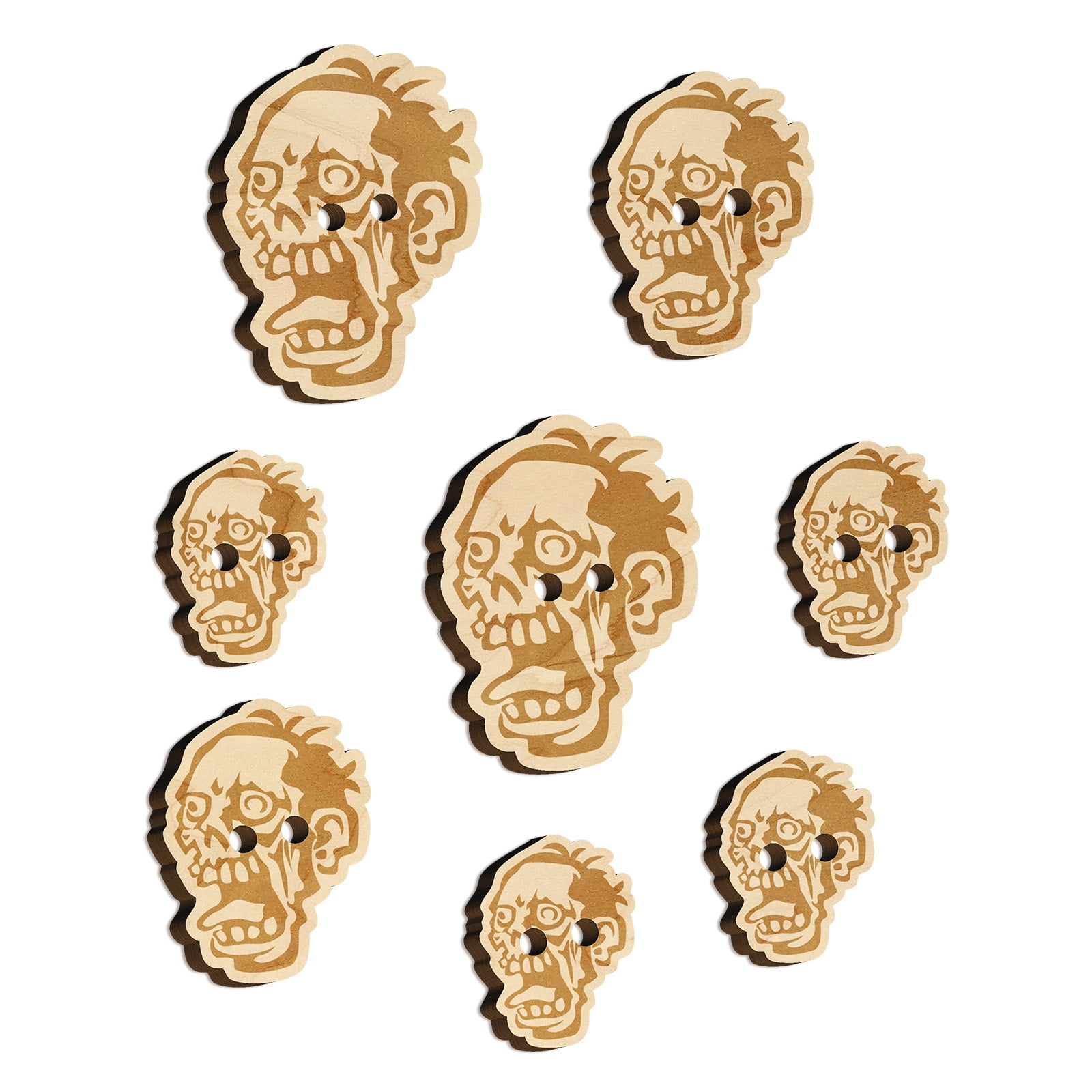Zombie Undead Creepy Head Wood Buttons for Crochet Knitting Sewing DIY ...
