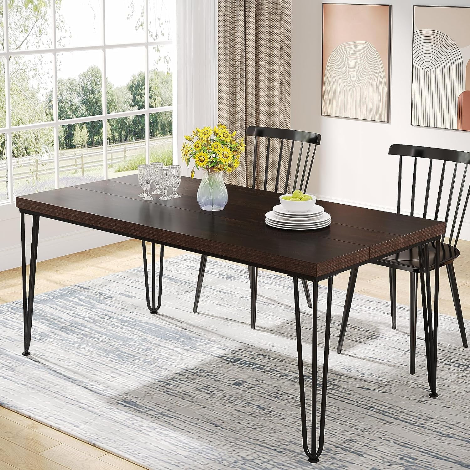 Tribesigns Dining Table for 6 Person, 62.9 Inch Kitchen Dining Room ...