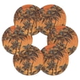 6 Pcs Woven Drink Coasters Set with Metal Stand, Orange Coconut Tree 4 ...
