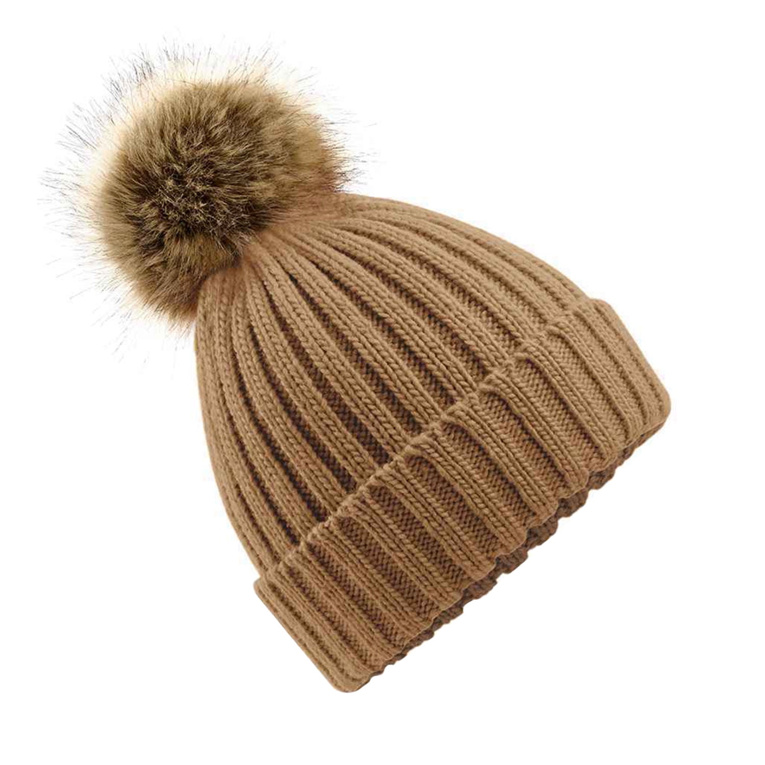 Click here for Beechfield Fur Pop Pom Chunky Beanie One Size prices