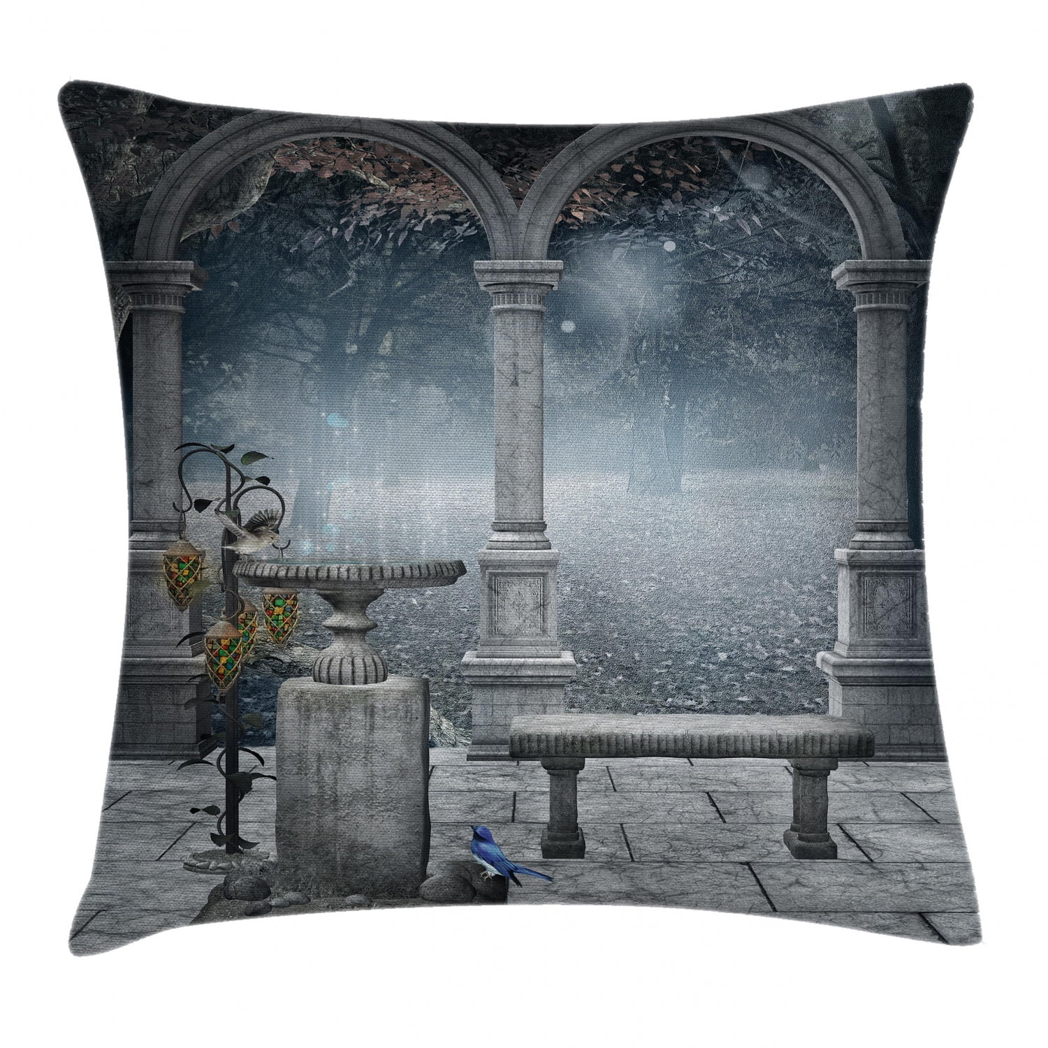 Gothic Decor Throw Pillow Cushion Cover, Fictional Middle Age Mythic ...