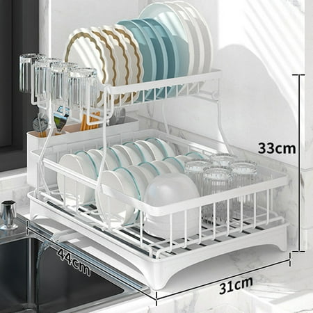 Household Removable Storage Rack Shelf 2 Tier Large Capacity Dish ...