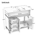 Poopeng 36" Black Bathroom Vanity with Sink & Drawers, Solid Wood & MDF ...