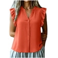 ClodeEU Women's V Neck Ruffle Sleeveless Blouse,Casual Button Down Tank ...