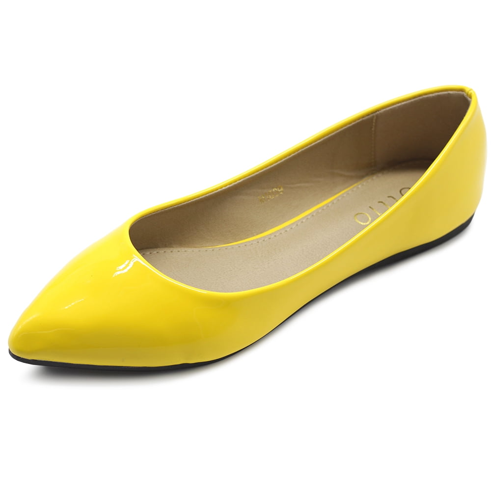 Ollio Women's Shoes Ballet Basic Pointed Toe Comfort Enamel Flats M1039 ...