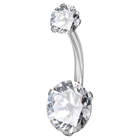 Elegant Zircon Piercing Navel Surgical Belly Button Rings Navel ...