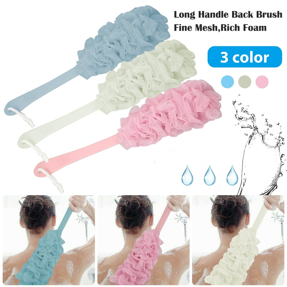 Bath Sponge With Long Handle Shower Loofah Brush Back Cleaning