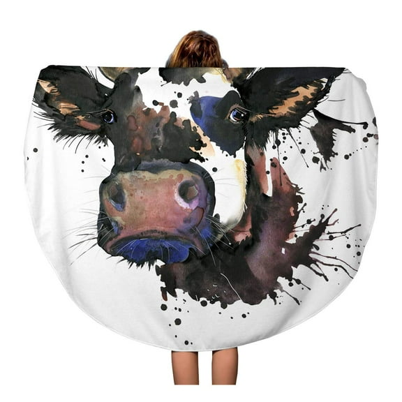 KDAGR 60 inch Round Beach Towel Blanket Cartoon Cute Doodles Social ...