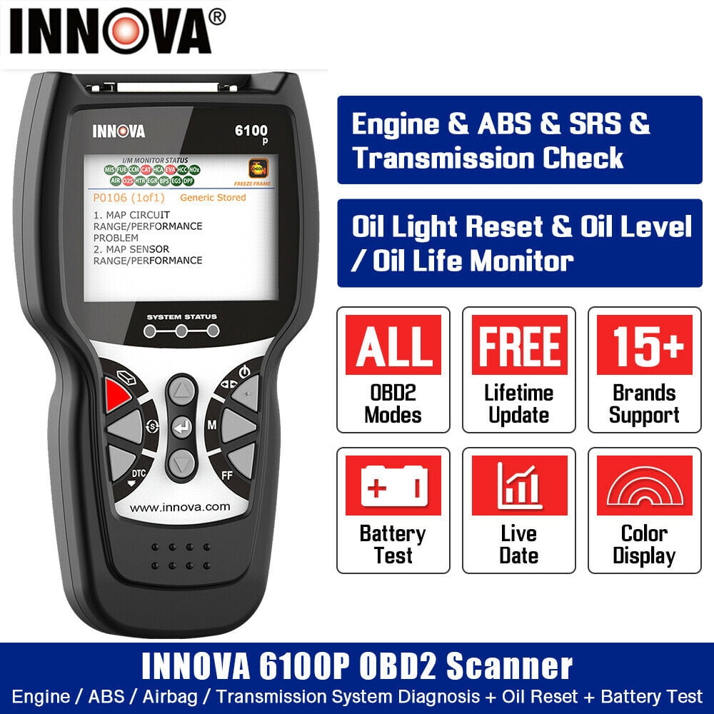 INNOVA 6100P ABS SRS OBD2 Scanner Code Reader Transmission Oil Reset ...