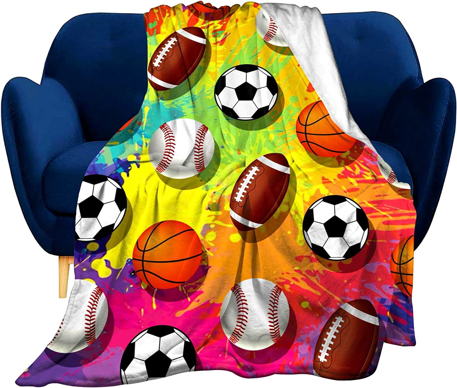 Super Soft Soccer Blanket Lightweight Cozy 3D Printed Flannel Baseball ...