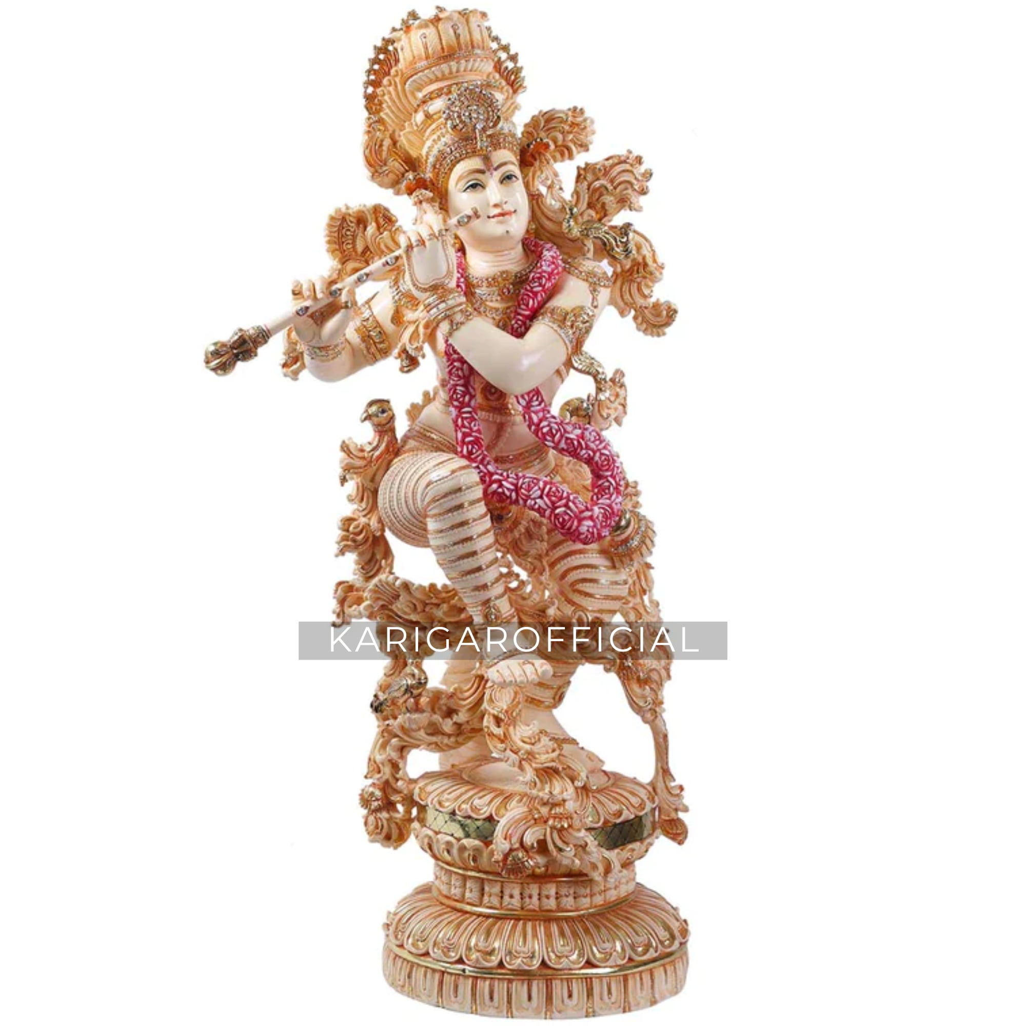 Krishna Statue, Large 43 inches Krishna Idol, Stone Jewelry Studded ...