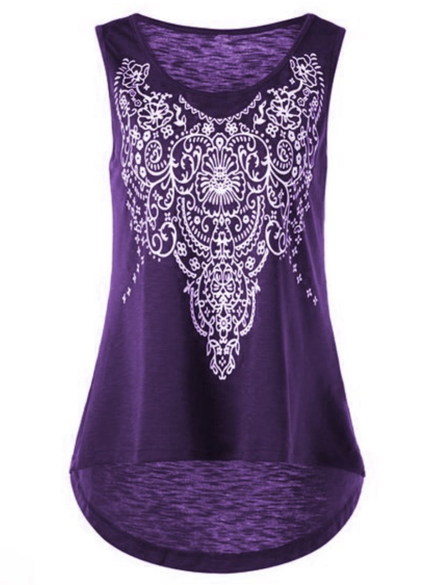 Women Floral Summer Loose Sleeveless Tank Vest Boho Baggy Tops T Shirt