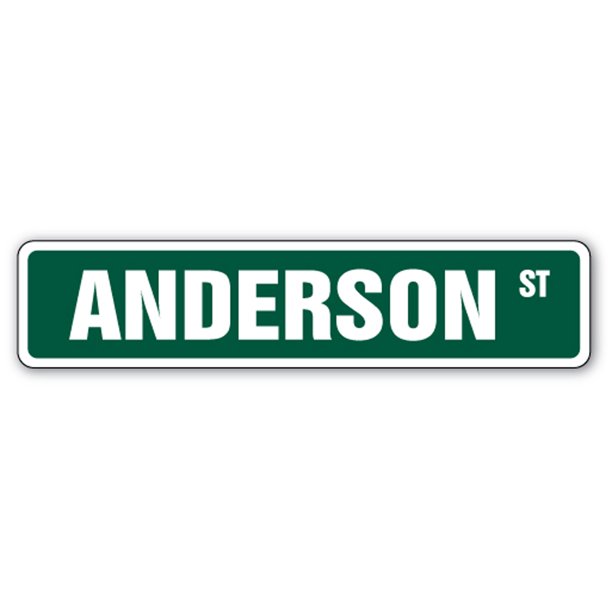 ANDERSON Street Sign Childrens Name Room Decal| Indoor/Outdoor ...