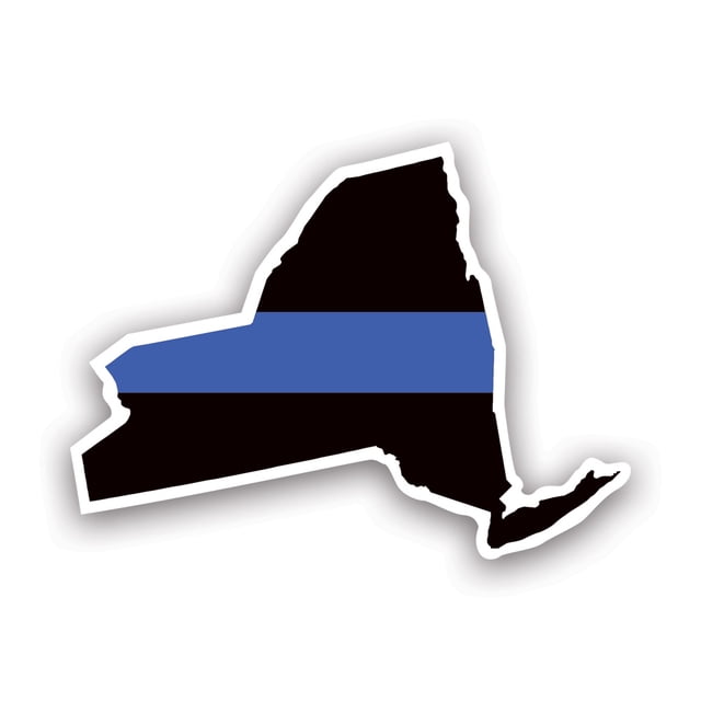 New York State Shaped The Thin Blue Line Sticker Decal - Self Adhesive ...