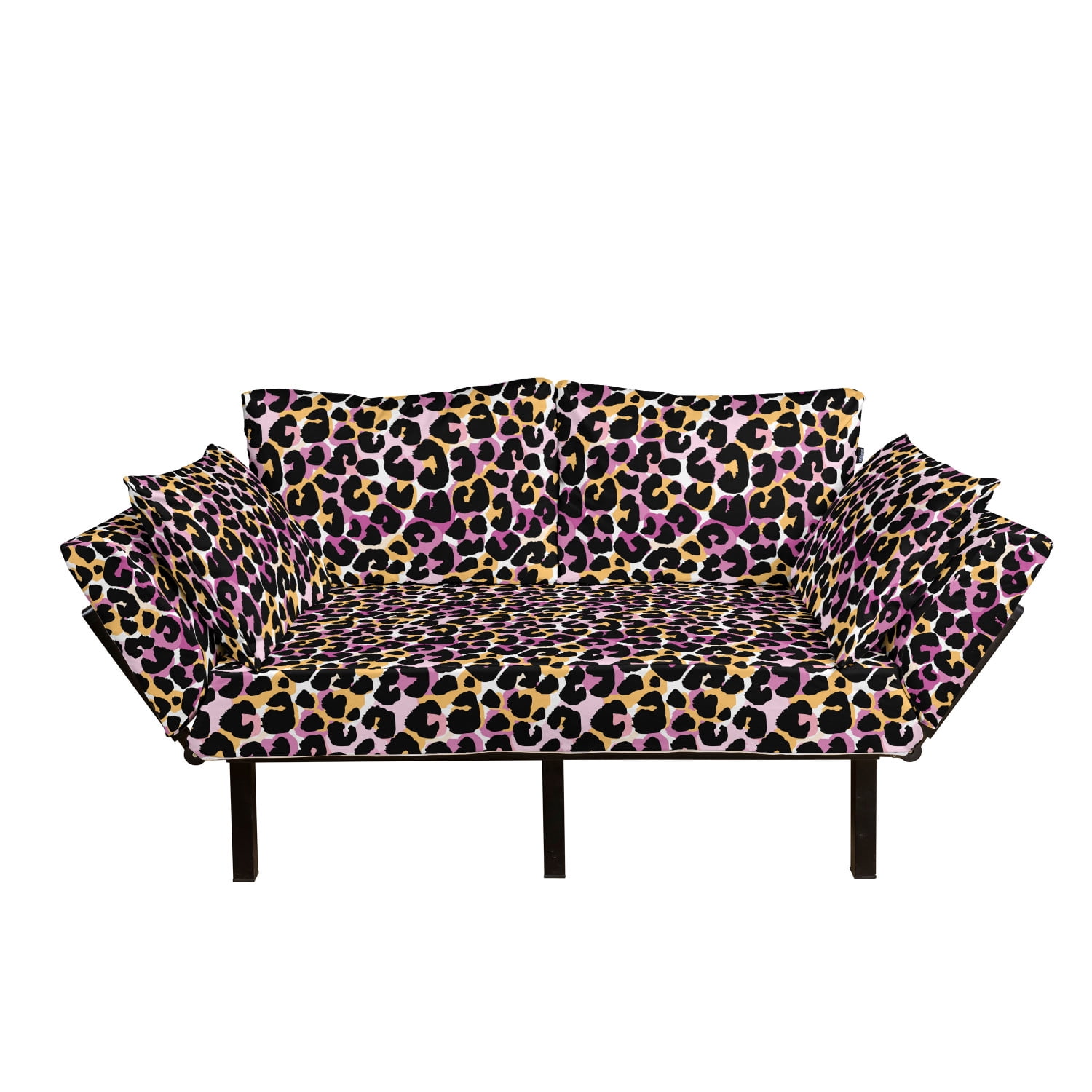 Leopard Print Futon Couch, Abstract Wild Exotic Animal Skin Pattern in ...