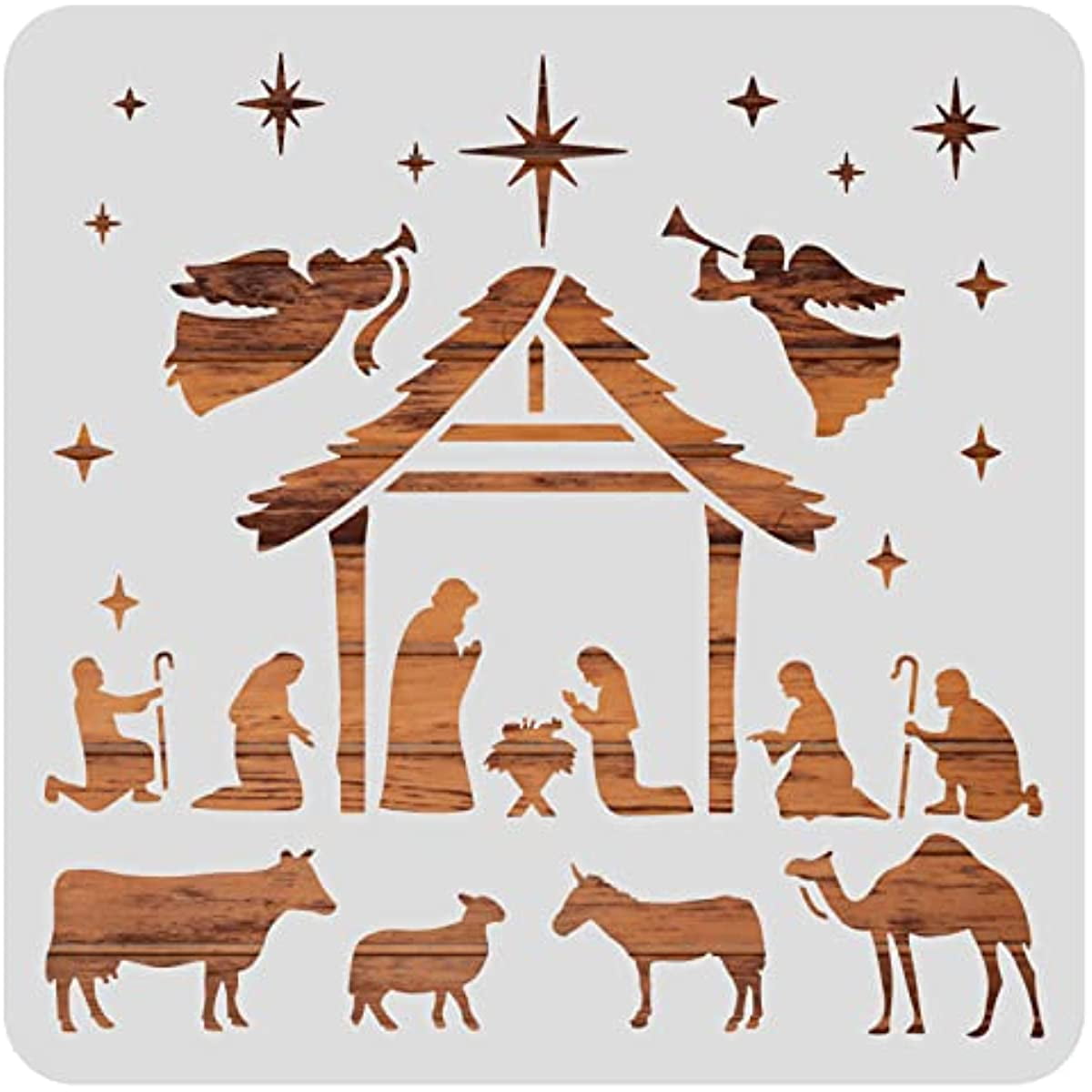 Nativity Manger Painting Stencil Christmas Themed Pattern Square ...