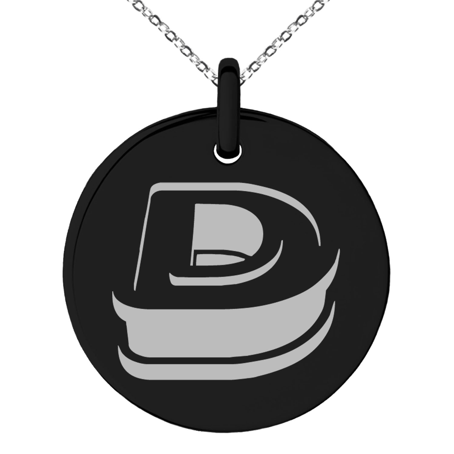 Stainless Steel Letter D Initial 3D Monogram Engraved Small Medallion ...