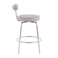 Contemporary Counter Stool in Chrome and Light Grey Fabric - Set of 2 ...