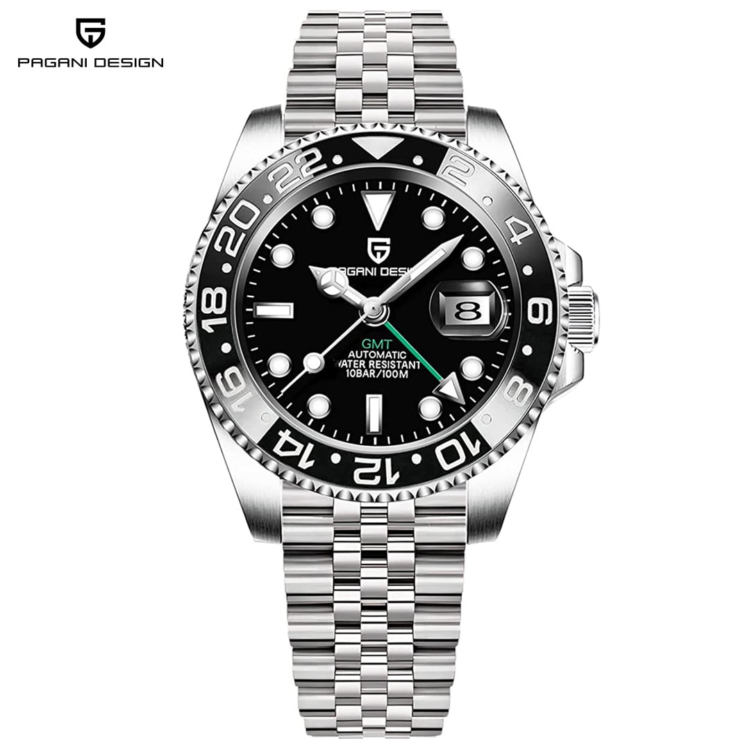 PAGANI DESIGN Men's Automatic GMT Watches 40mm Casual Stainless Steel Waterproof Mechanical ...
