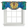 Abstract Colorful Glass Tie Up Valances Curtain, Blue-Purple Cracked ...