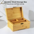Large Bamboo Wood Box with Hinged Lid, 2 Compartments, 7 x 5 x 4 in ...
