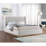 Meridian Furniture Logan Cream Linen Textured Fabric King Bed - Walmart.com