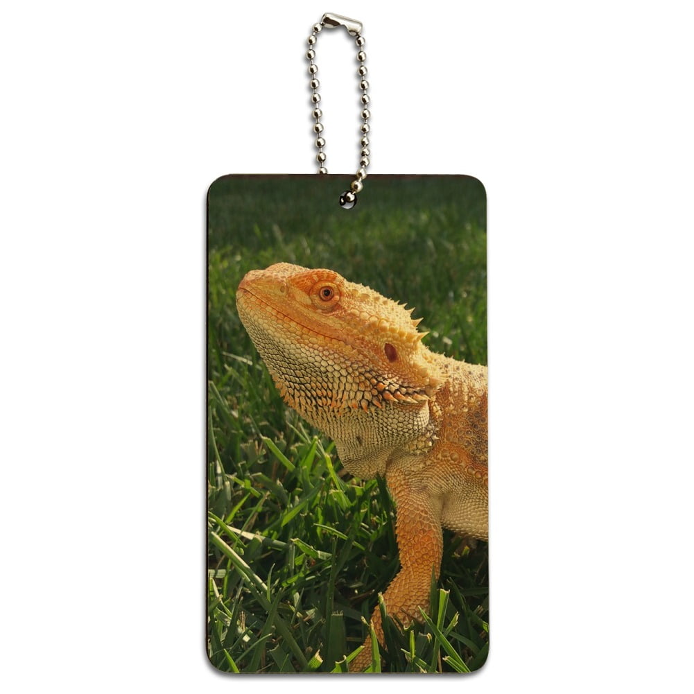 Bearded Dragon in Profile Wood Luggage Card Suitcase Carry-On ID Tag ...