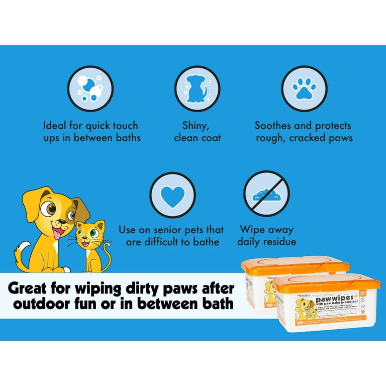 Petkin Paw Wipes Plus, 200 Orange Scented Wipes, Pack, 51% OFF