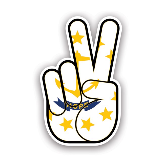 Rhode Island State Shaped Peace Sign Sticker Decal Self Adhesive