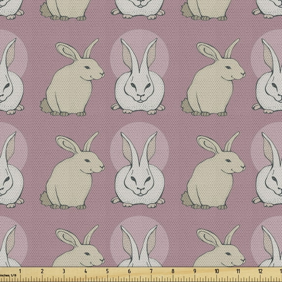 Cartoon Fabric by the Yard, Funny Rabbits Pattern Bunny Forest Animals ...
