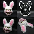 Luxtrada Evil Bloody Rabbit Mask Creepy Plush Animal Bunny Scary Mask ...